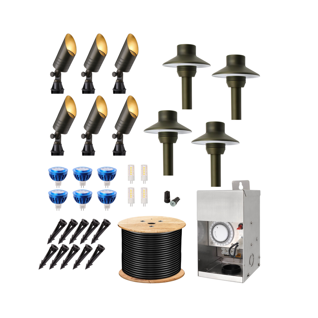 BrilliantScapes Low Voltage Landscape Lighting Kit - (6) Spotlights (4 ...